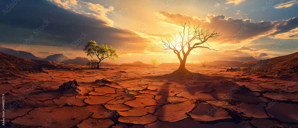The picture of drought disaster, desertification of the land and ...