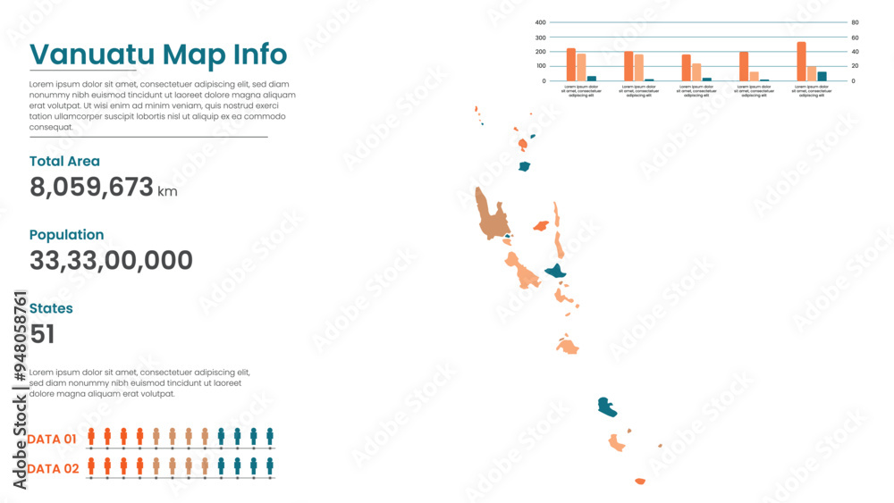 Vanuatu political map of administrative divisions states, Colorful ...