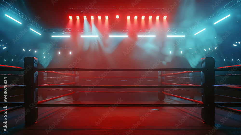 ภาพประกอบสต็อก WWE wrestling ring corner. Empty boxing ring with ...
