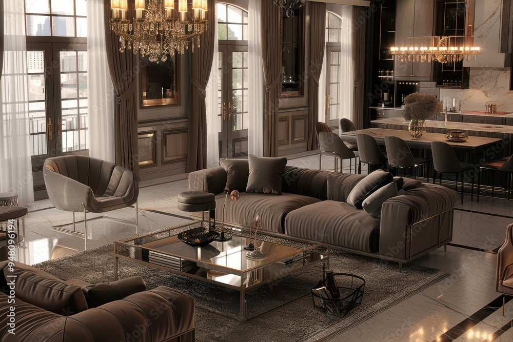Well furnished living room render 3D rendering of a well furnished ...