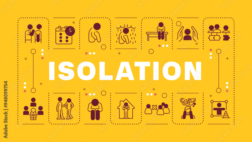 Isolation orange word concept. Socializing, relationships. Community ...