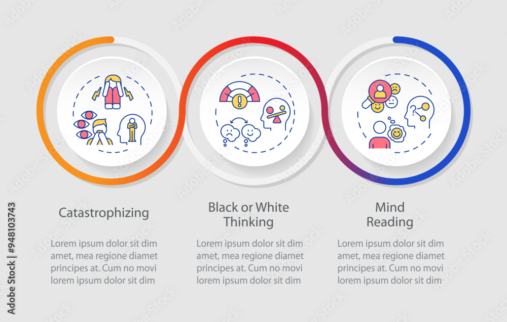 Types of cognitive distortions infographics circles sequence ...