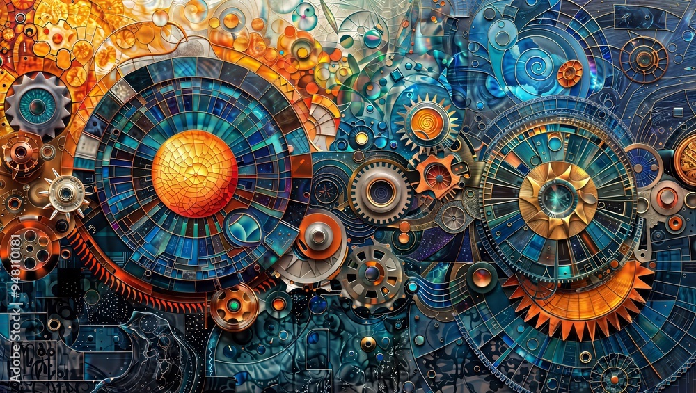 Celestial Clockwork. Intricate digital illustration combining ...
