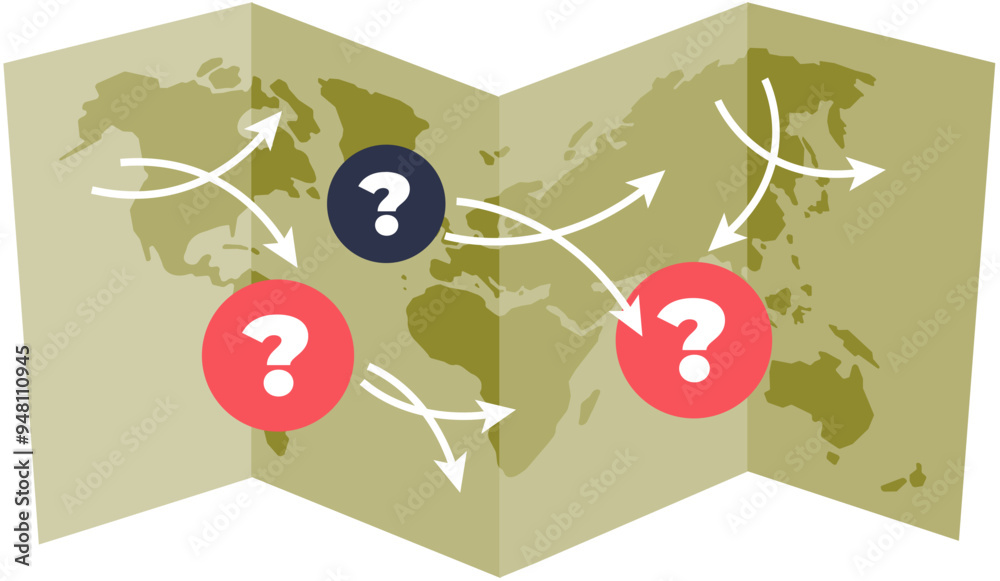 Poster A confusing map with multiple arrows and question marks ...