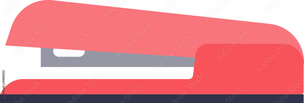 Red and grey stapler on a white background, symbolizing office work and ...