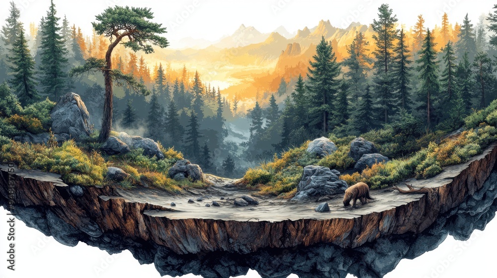 Seamless clipart showing the effects of deforestation on wildlife ...