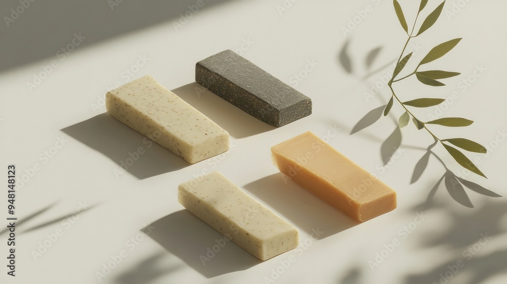 Minimalist design for plant-based protein bars, showcasing natural ...