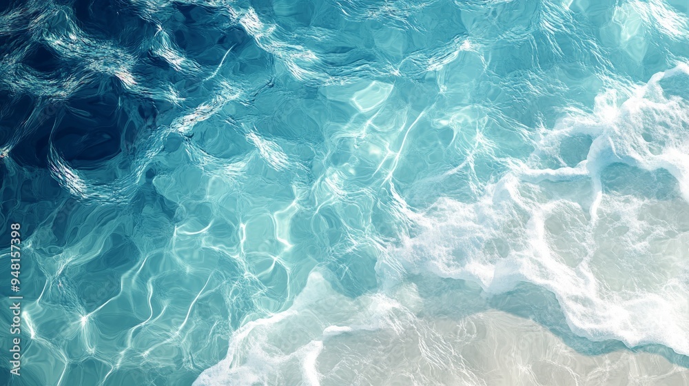 Cartoonish water texture with sunlight reflections, depicting a top ...