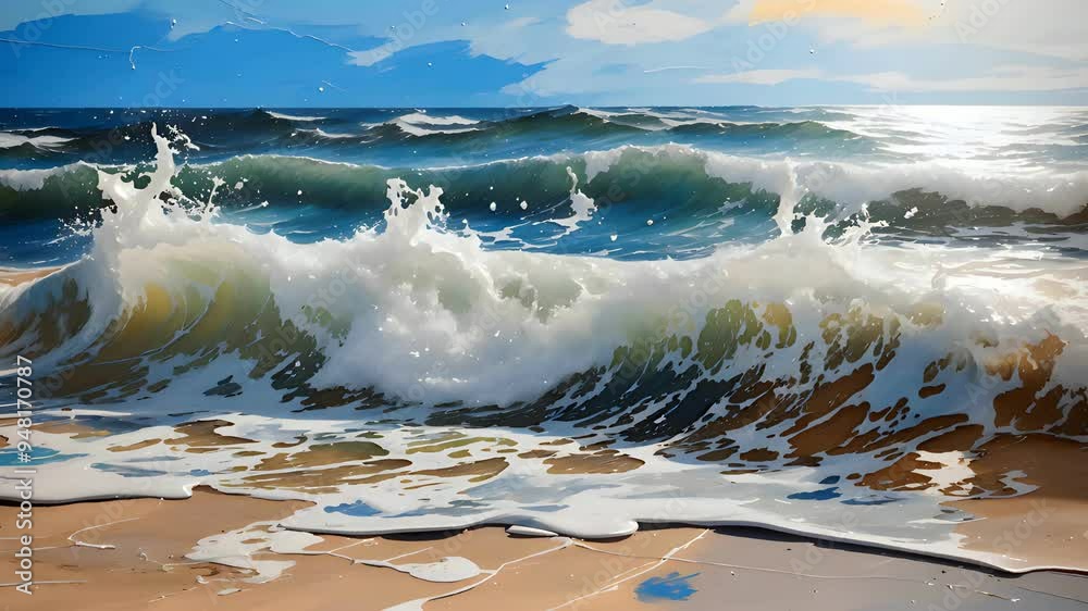 Loopable parallax animation impressionist oil painting of abstract ...