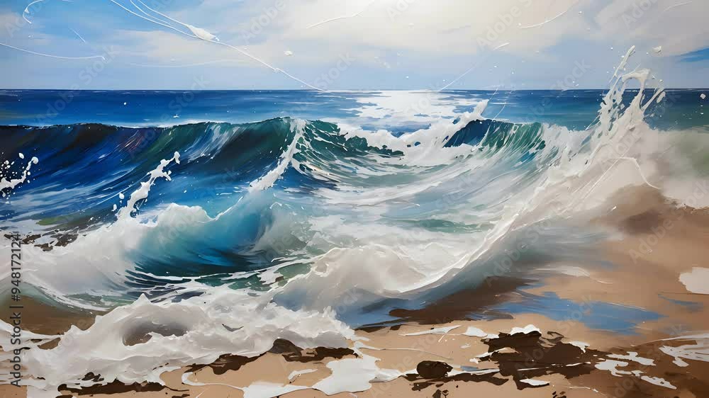 Parallax animation of impressionist oil painting art of abstract ...