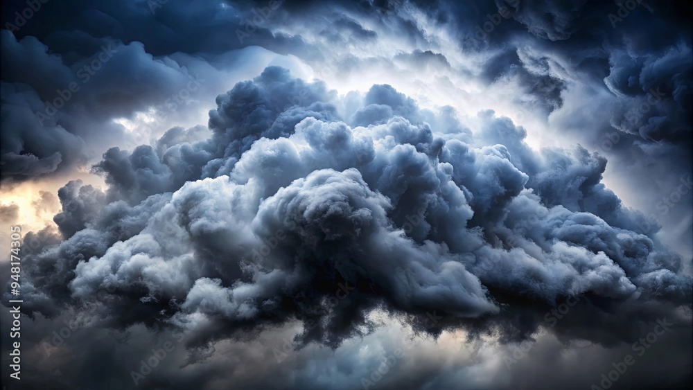 Thick, billowing dark clouds creating an intense, dramatic effect with ...