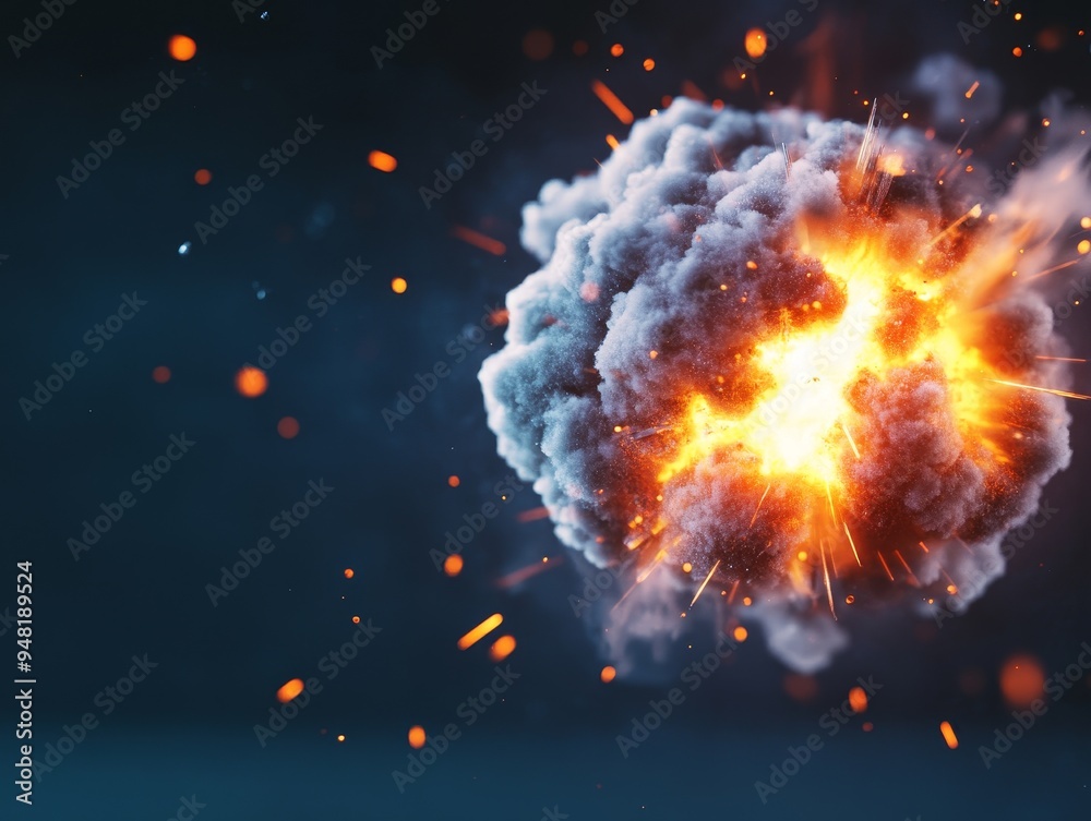 nuclear fission explosion - atomic energy reaction with heat, radiation ...