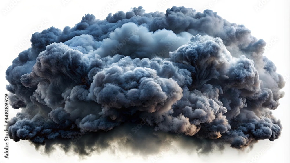 Heavily textured dark cloud formation with billowing shapes, conveying ...