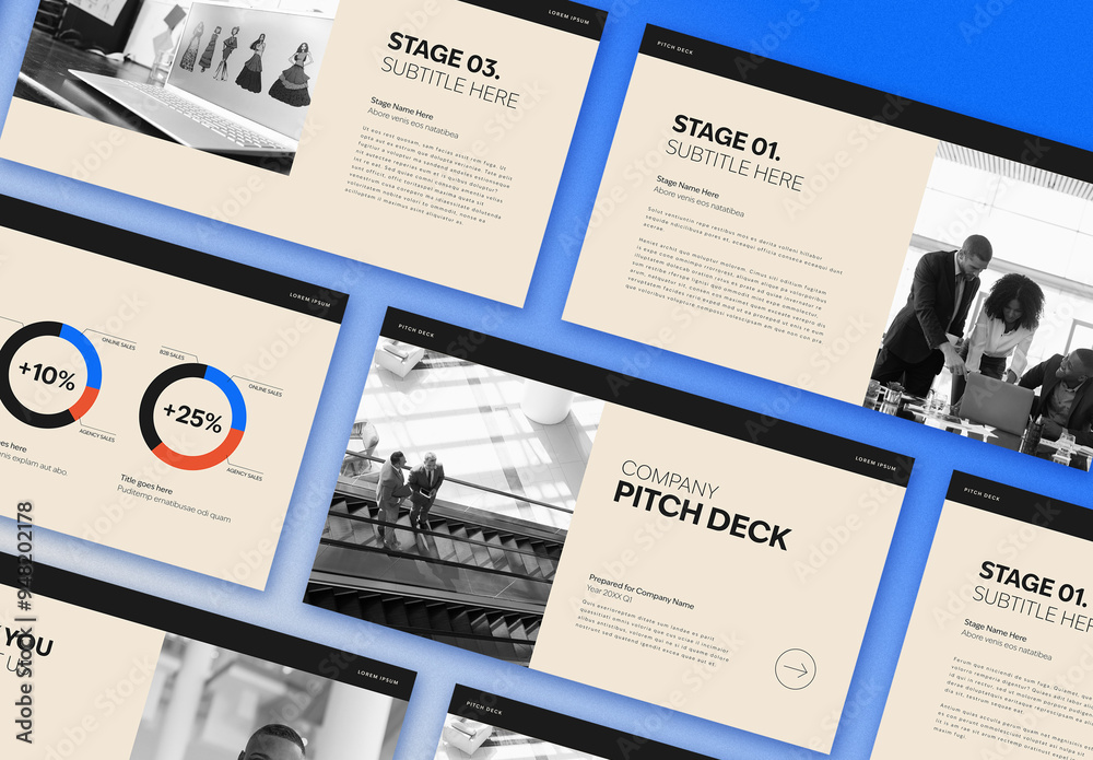 Beige Interactive Pitch Deck Stock Template | Adobe Stock