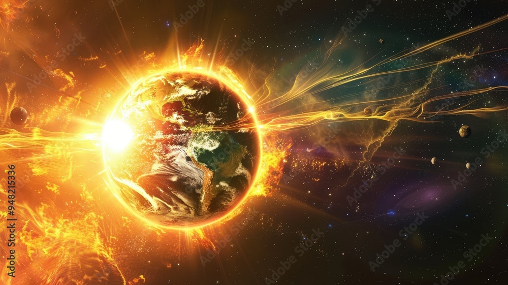 How Earth's magnetic field protects us from solar radiation Stock ...