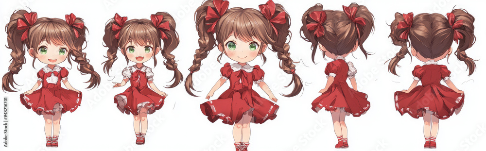 Chibi figure with emerald green eyes and chestnut brown hair in ...