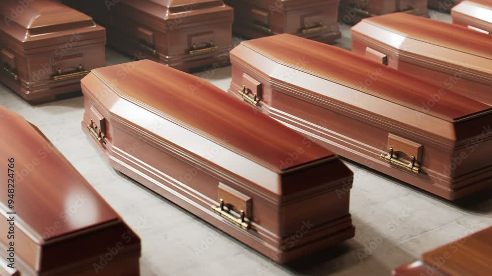 Looping Animation Of Countless Coffins Standing On The Floor Before A ...