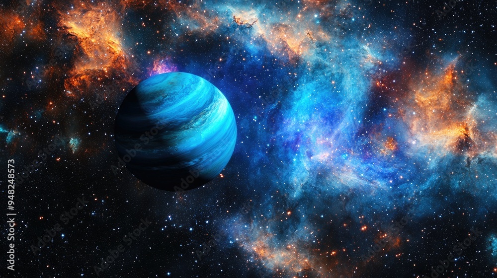 Neptune depicted in space with its unique color and rings, set against ...