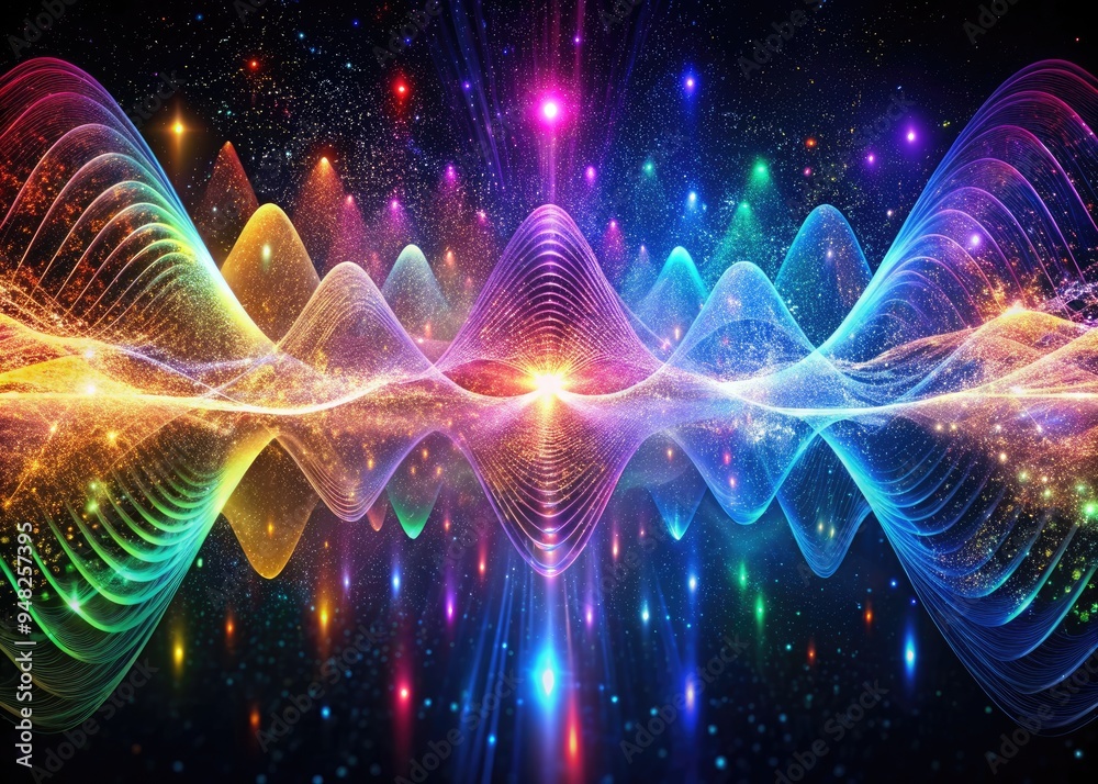 Colorful, swirling patterns of light and sound waves coalesce into a ...