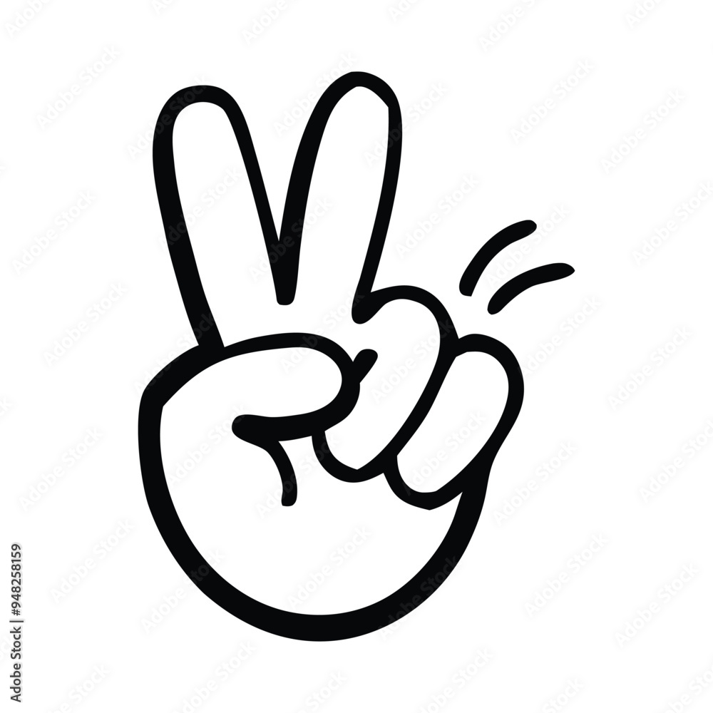 Peace hand sign doodle vector icon Stock Vector | Adobe Stock