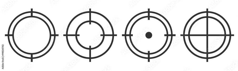 Target sight icon vector simple graphic set, military sniper weapon aim ...