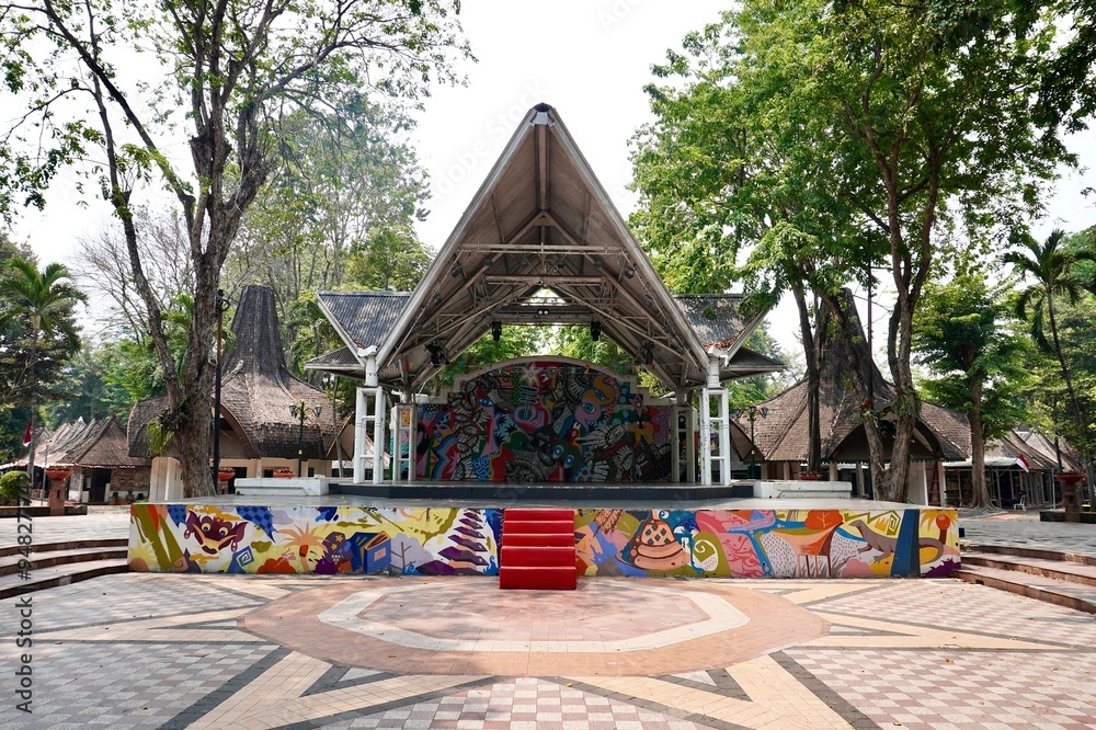 Jakarta, Indonesia - August 28th, 2024 - Colorful stage with decorative ...