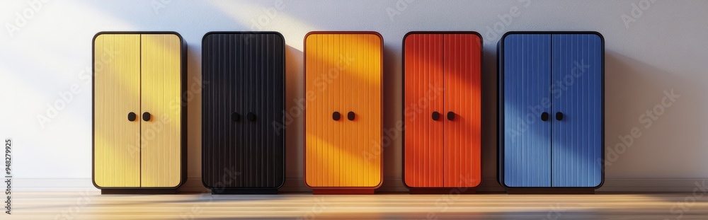 3D Rendering of Cupboard Icon Design in Five Styles with Editable ...