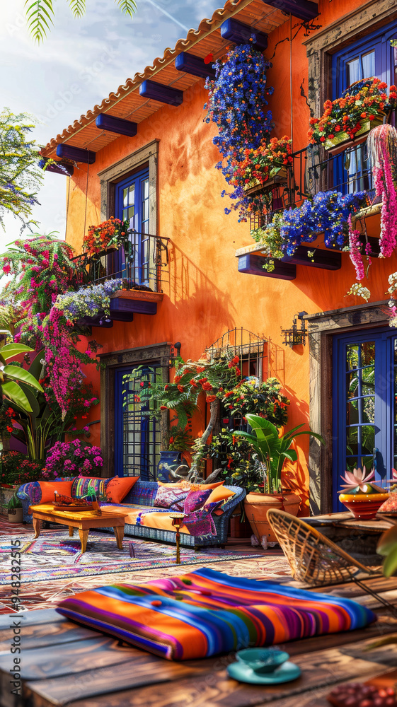 Mexican Style House. Generated image. A digital illustration of an ...