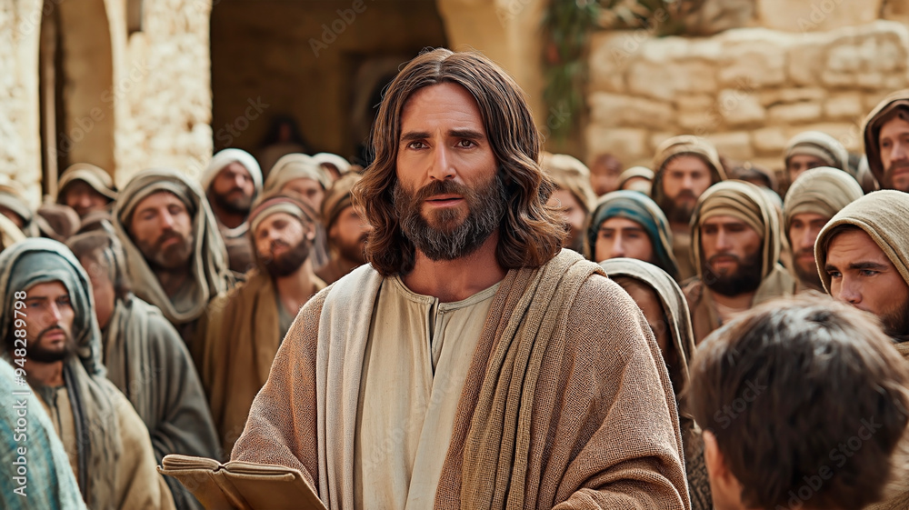 Scene inspirated of biblical life of Jesus Christ teaching disciples ...