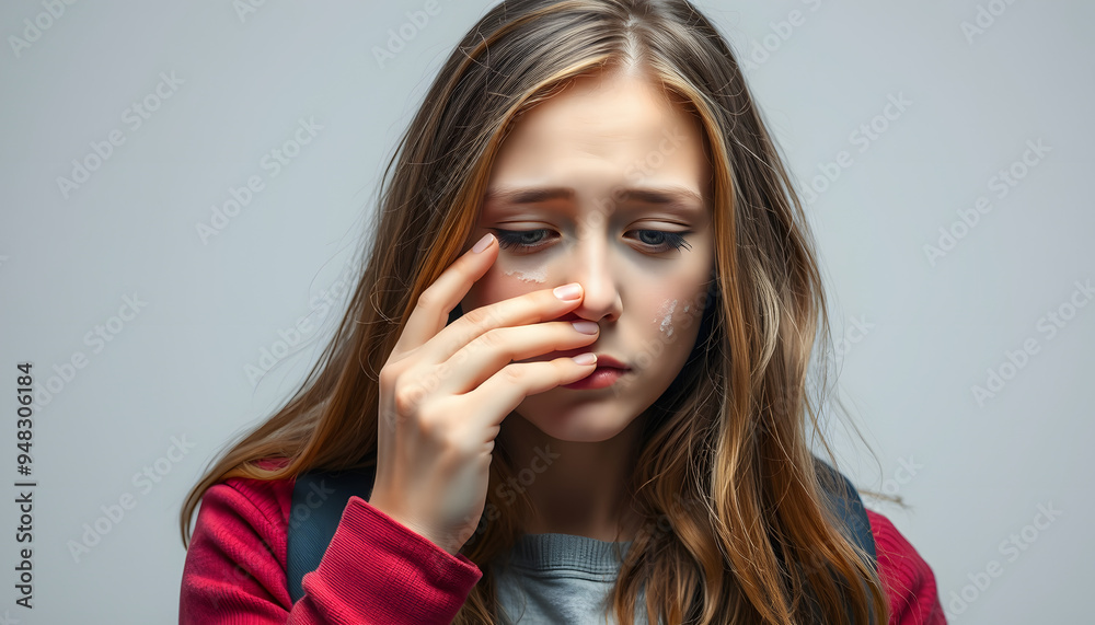 A teenage girl sweated at school and sniffed herself and smelled sweat ...