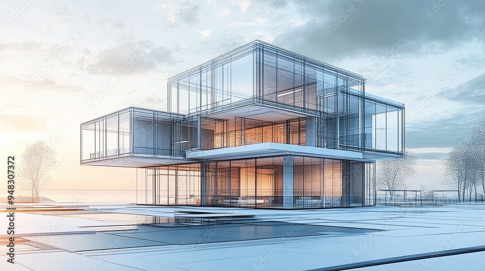 ภาพประกอบสต็อก Construction using composites matrix, visualizing ...