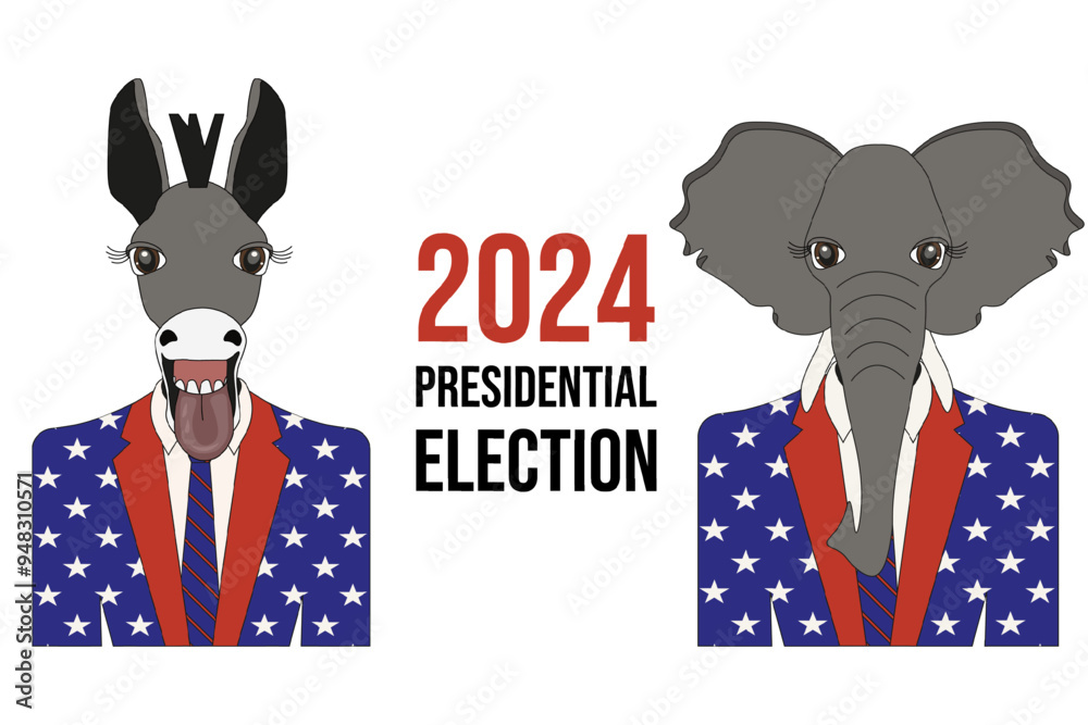 2024 Presidential election in USA banner template design. Democratic ...