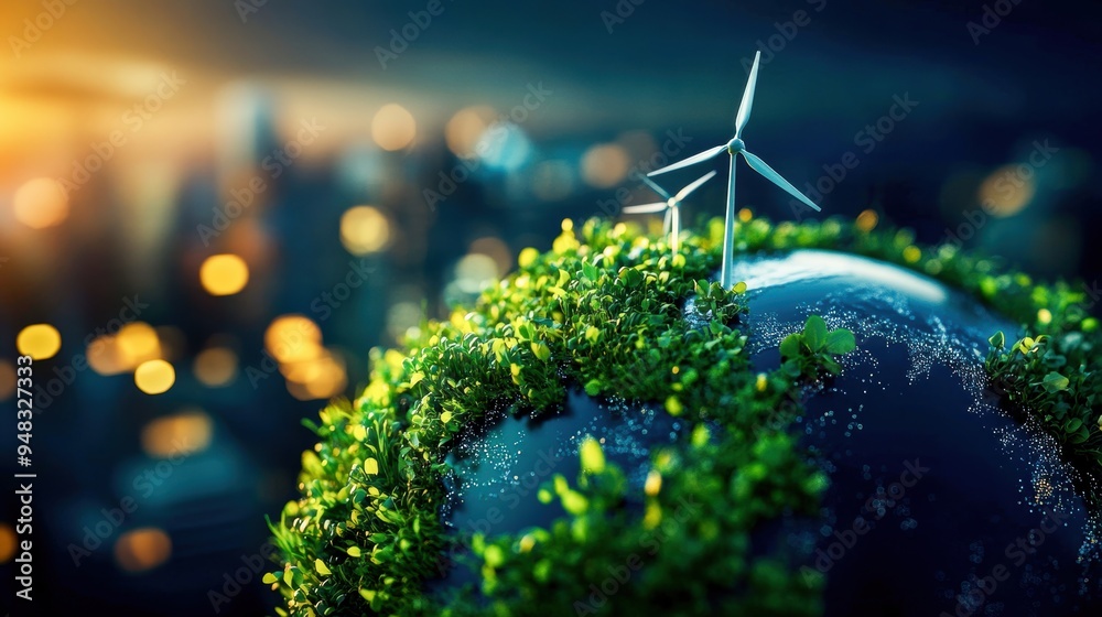 A winding path of renewable energy sources encircling the Earth ...