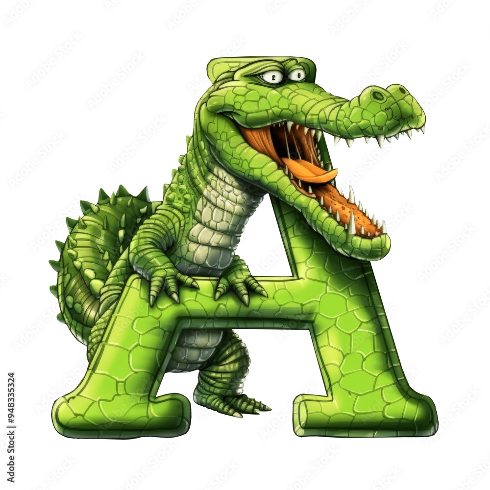 Alphabet letter A for cute alligator on png transparent background. An ...