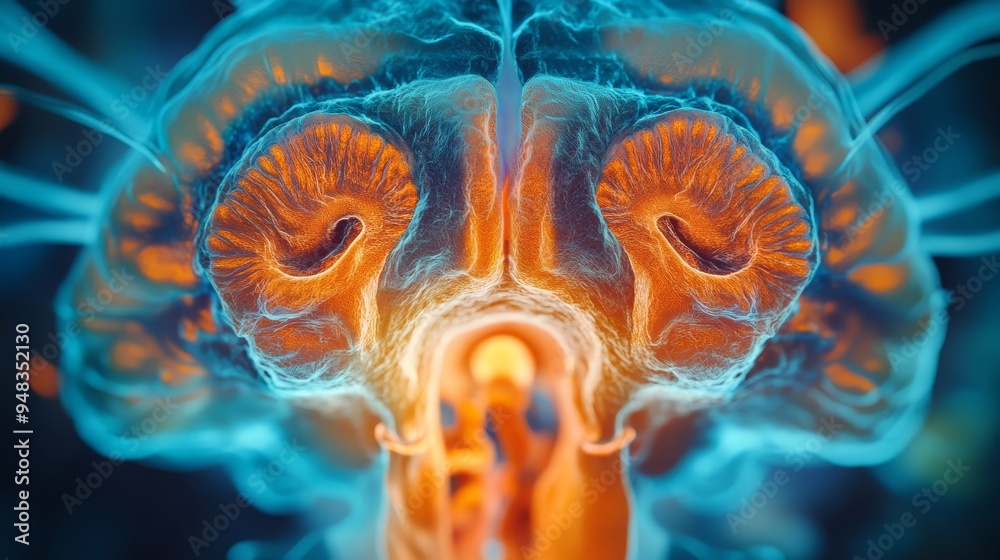 This 3D illustration depicts the hypothalamus and limbic system within ...
