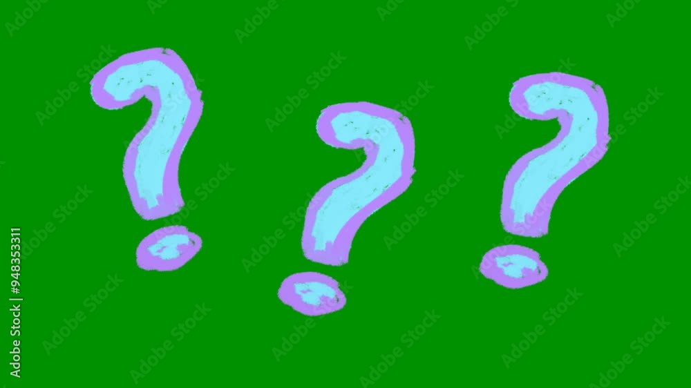 question mark animation on green screen. question mark in blue and ...
