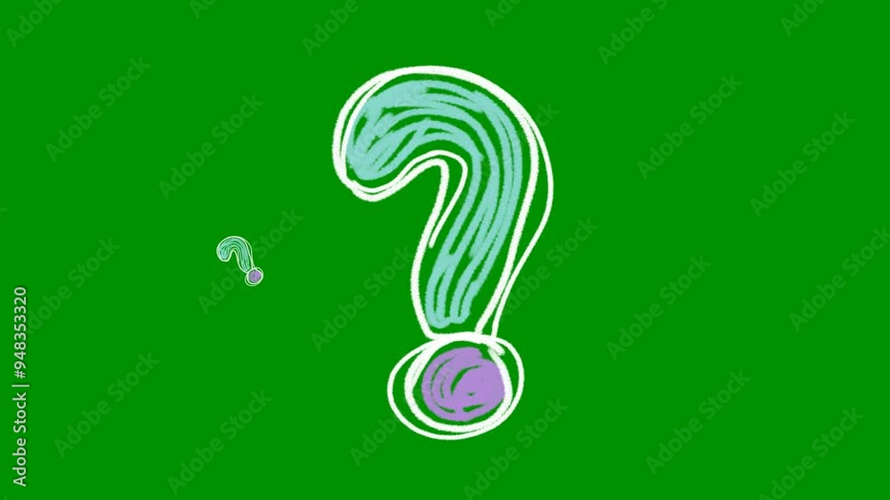 question mark animation on green screen. question mark in green, purple ...