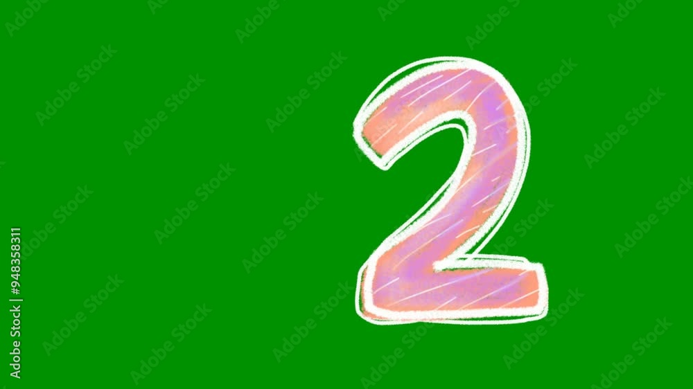 animation of number 2 on green screen background. the text of number 2 ...
