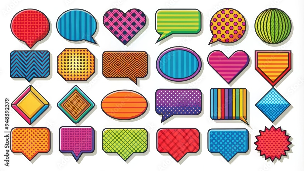 Colorful vector callout icons in various shapes and sizes with bold ...