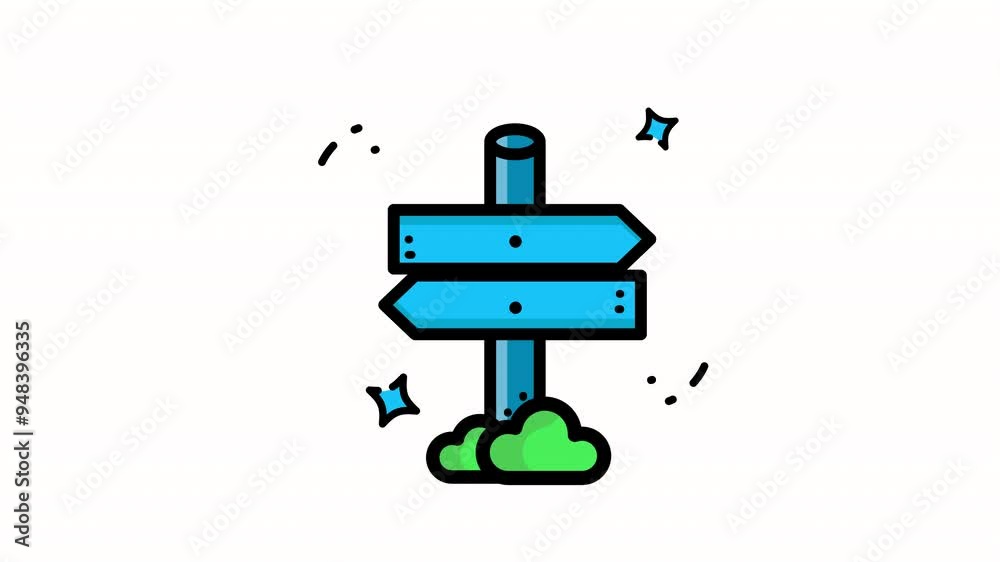 wooden sign board animated icon, road sign suitable for travel agents ...