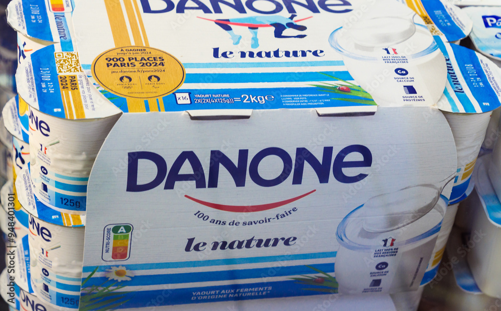 Danone Natural yogurt. Danone is multinational food products ...