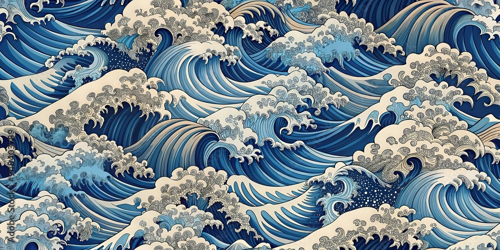Japanese great wave seamless background perfect for textile design ...