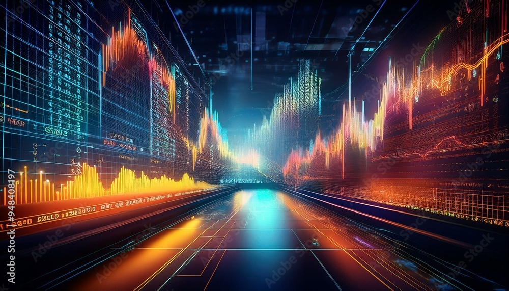 Stock market ticker tape displaying real-time financial algorithm ...