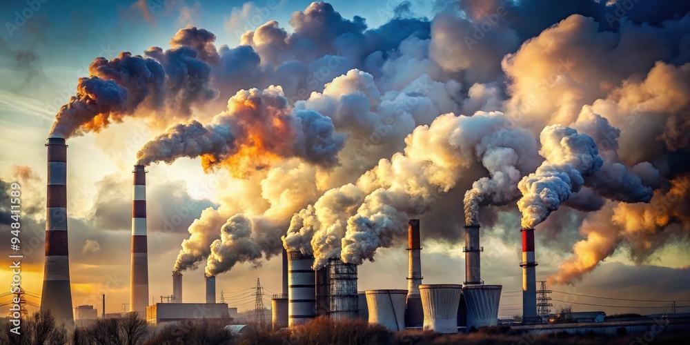 Stock photo showing carbon dioxide emission concept, with visual ...