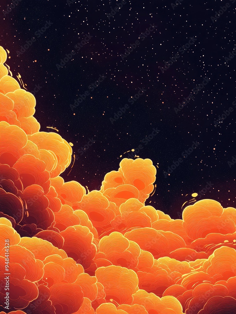 2D cartoon illustration showcasing a black hole featuring a square ...