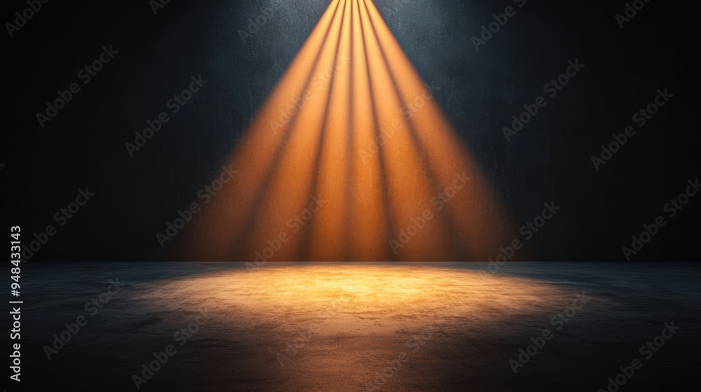 Dramatic spotlight shining on a dark stage floor, creating a theatrical ...