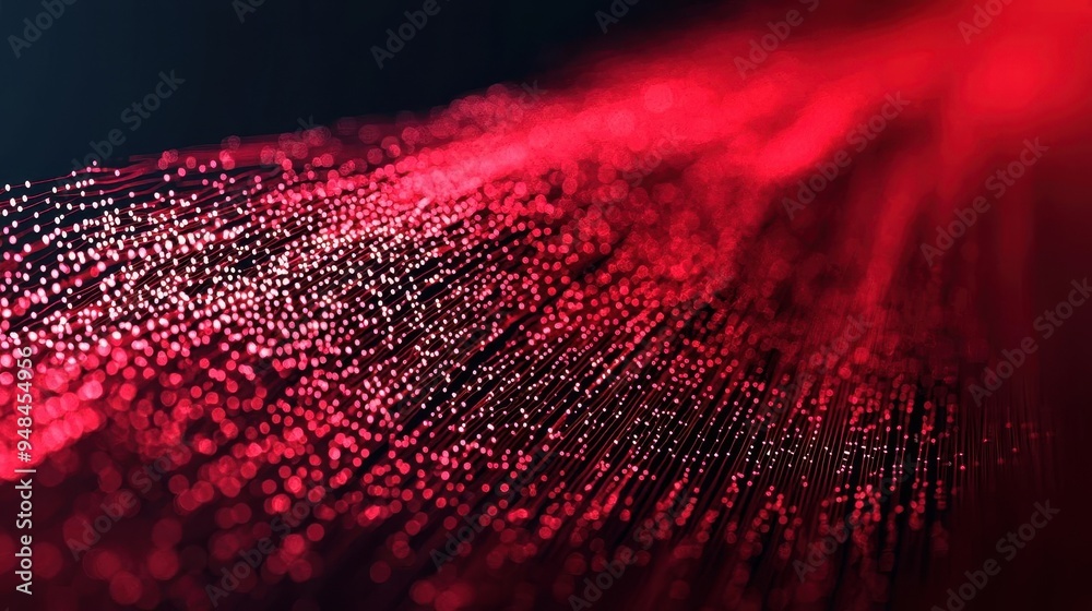 Cybersecurity breach depicted as a red digital storm disrupting network ...