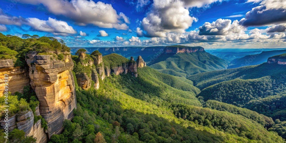 Majestic Blue Mountains landscape in Sydney, NSW, features rugged ...