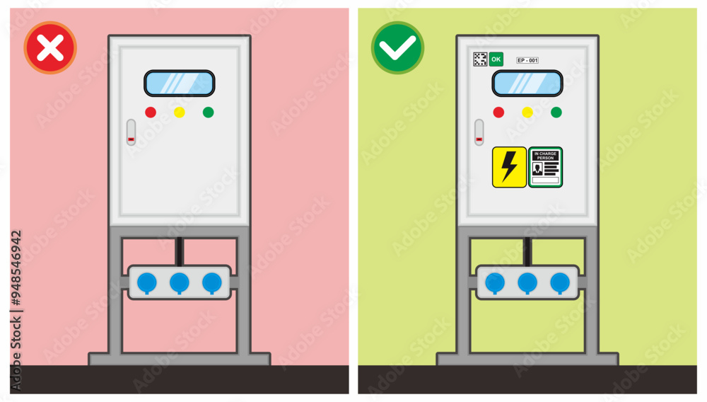 Safety do's and do not's vector illustration. Unsafe condition at ...