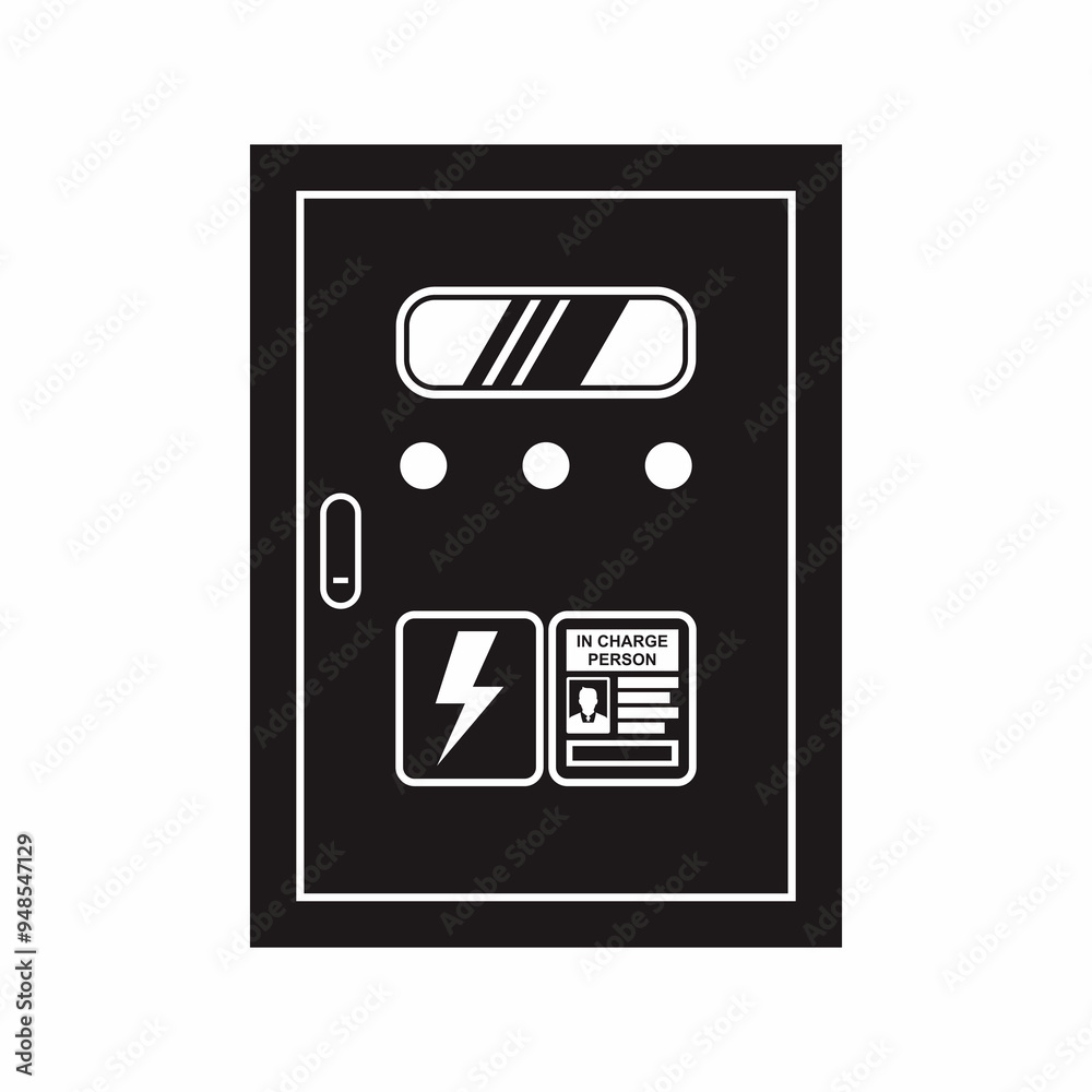 Isolated black and white vector illustration of temporary electrical ...